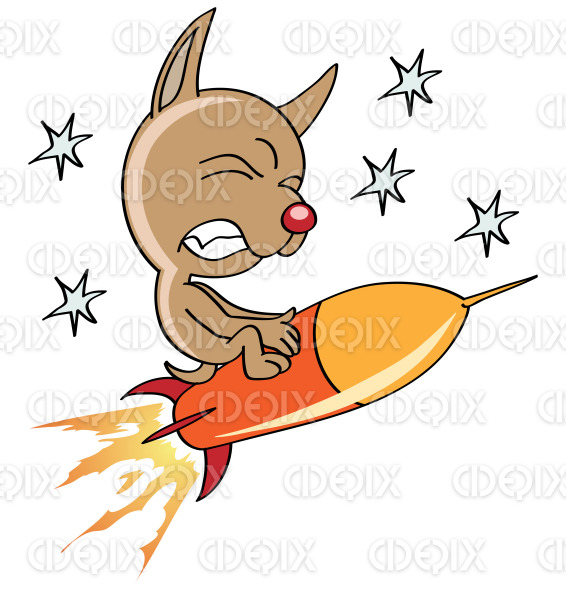 space dog flying on a rocket | Cidepix
